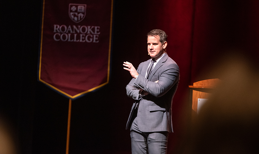 Former Congressman Adam Kinzinger delivers Fowler lecture - Roanoke College