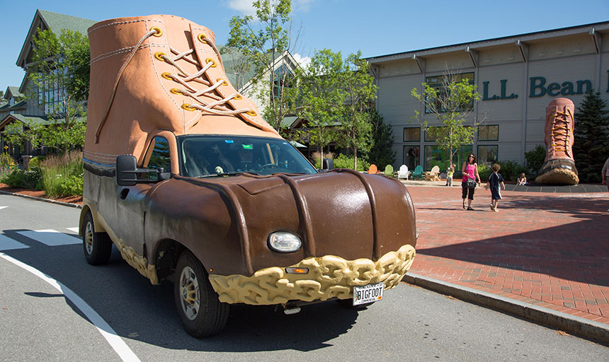 L.L.Bean Bootmobile rolling onto campus in November - Roanoke College